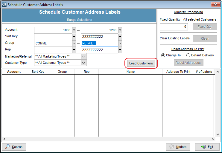 Print Customer Address Labels Infusion Business Software