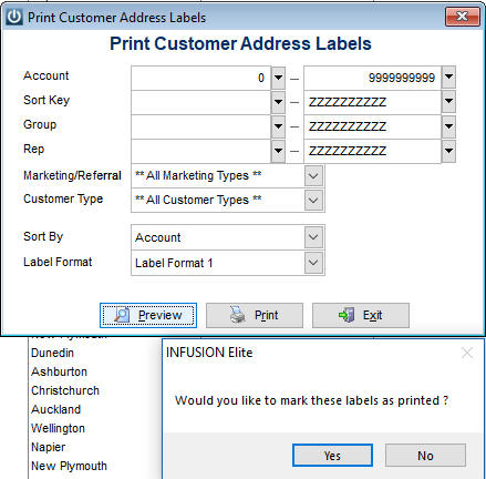 Print Customer Address Labels – Infusion Business Software