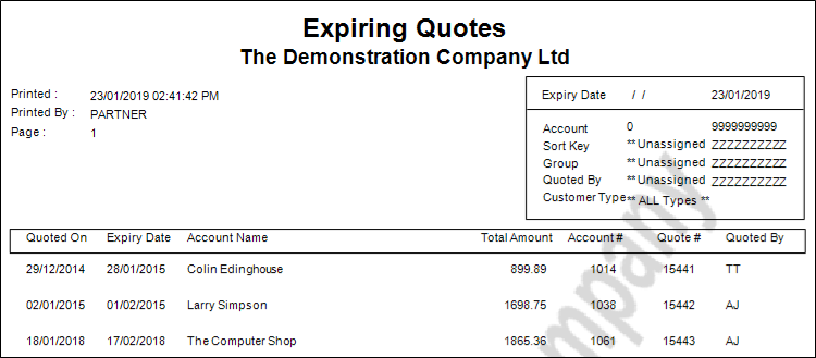 Expired Quotes – Infusion Business Software