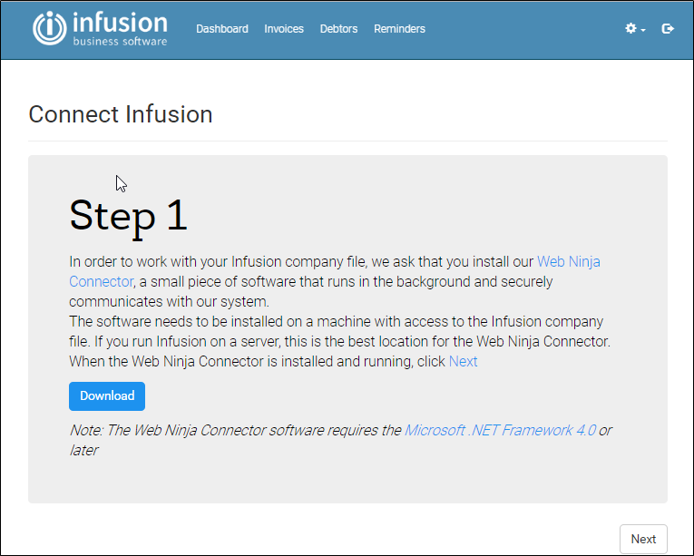 Infusion Collect Installation – Infusion Business Software