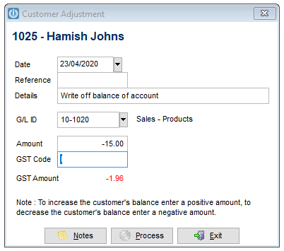 Customer Adjustment – Infusion Business Software