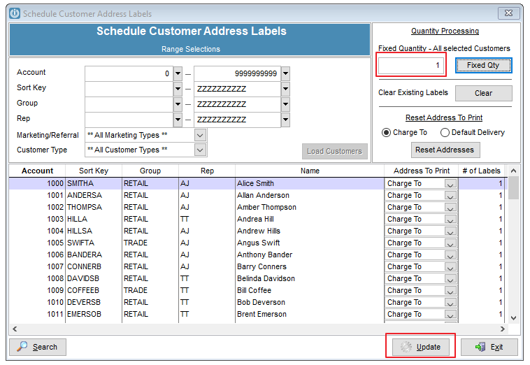 Print Customer Address Labels – Infusion Business Software