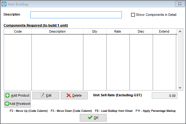 Item Buildup – Infusion Business Software