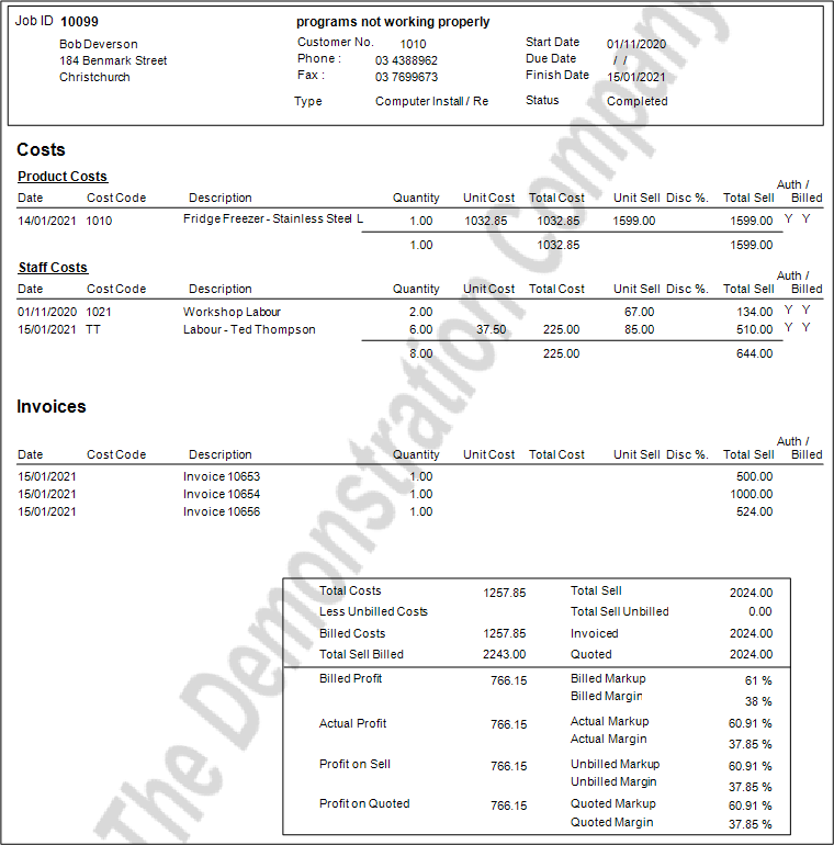 Progress Claims – Infusion Business Software