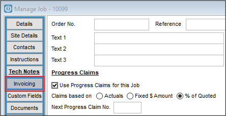 Progress Claims – Infusion Business Software