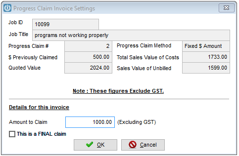 Progress Claims – Infusion Business Software