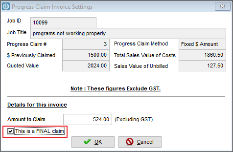 Progress Claims – Infusion Business Software