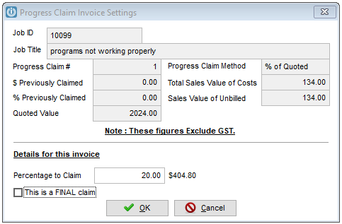 Progress Claims – Infusion Business Software