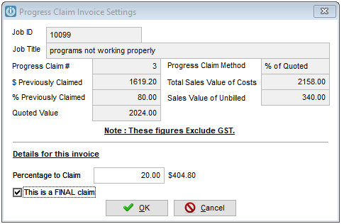 Progress Claims – Infusion Business Software