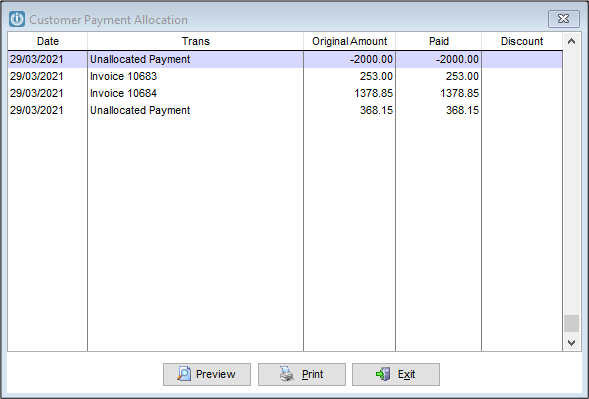 Multiple Unallocated Payments – Infusion Business Software