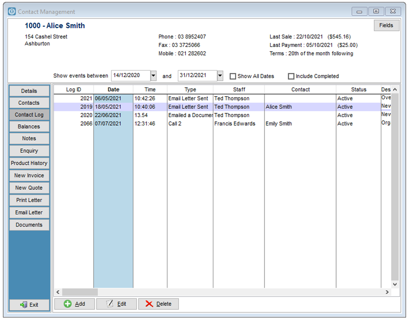 Contact Management Help Files – Infusion Business Software
