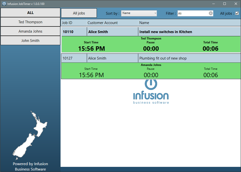 Infusion Job Timer - User Support Manual – Infusion Business Software