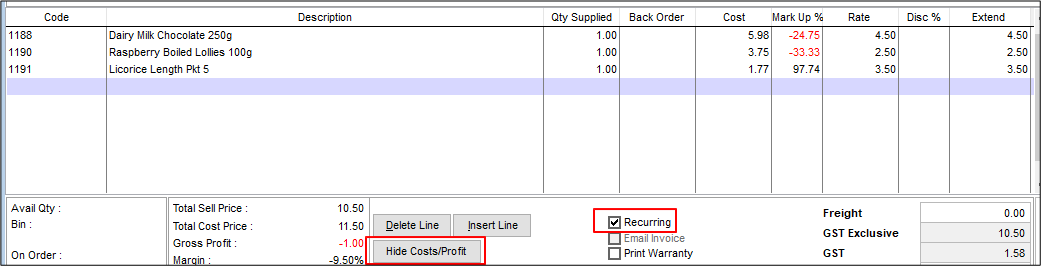 Recurring Invoices and Costs – Infusion Business Software